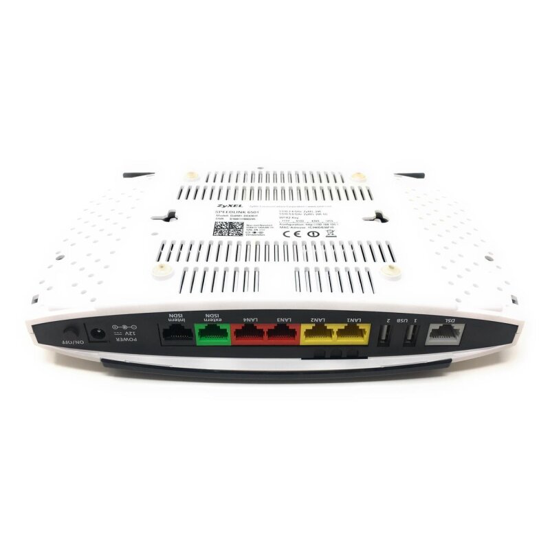 Telekom ZyXEL Speedlink 6501 WLAN Router VDSL2 ADSL2+ ISDN VOIP USB B-W ...