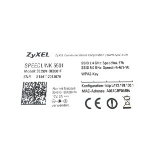 Telekom ZyXEL Speedlink 5501 WLAN Router VDSL2 ADSL2+ ISDN VOIP USB B-W ...
